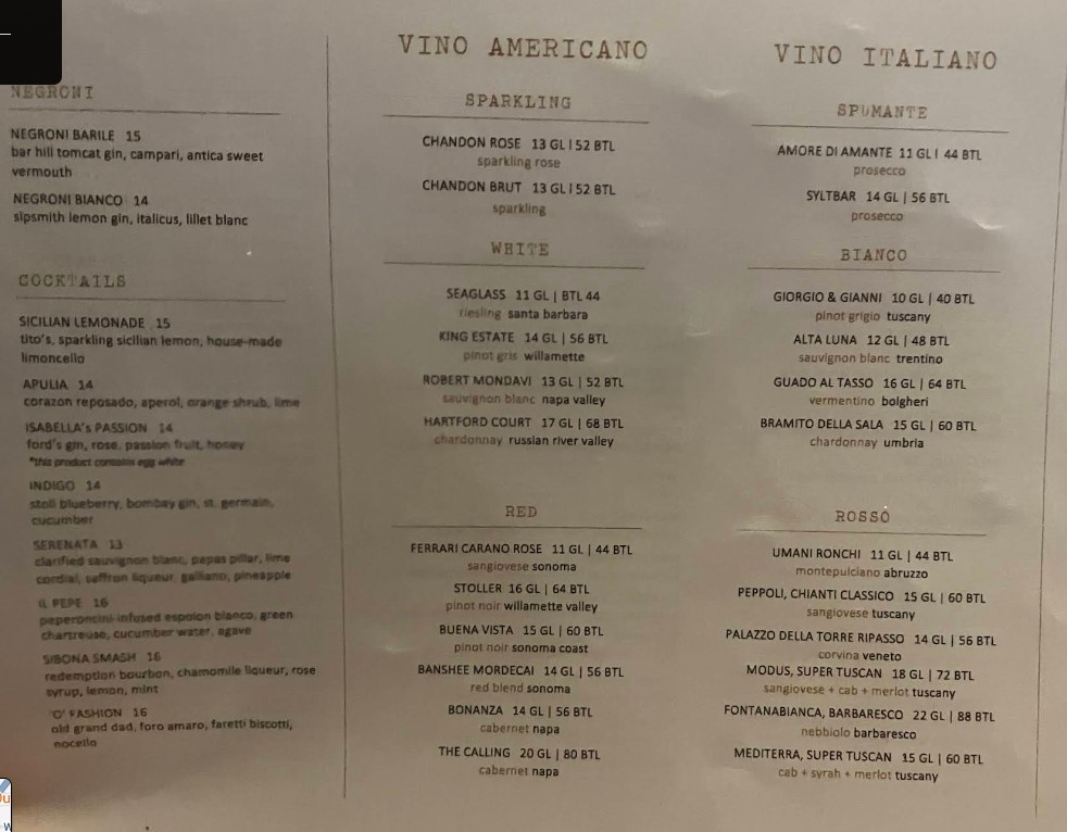 OLIVIA Restaurant Menu & Prices – Tampa
